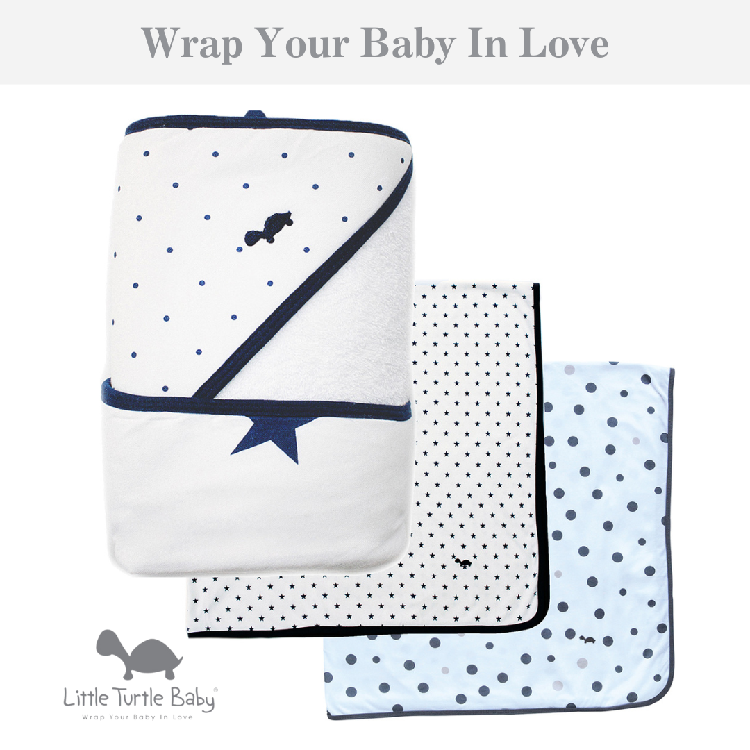 Hooded Towel - HEARTS - Little Turtle Baby