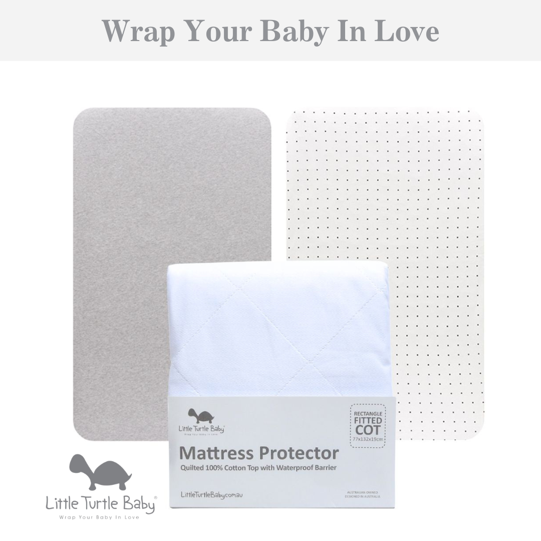 Rectangle Cot Fitted Sheet & Mat Protector 3 Pack (77x132x19cm - Jerse ...